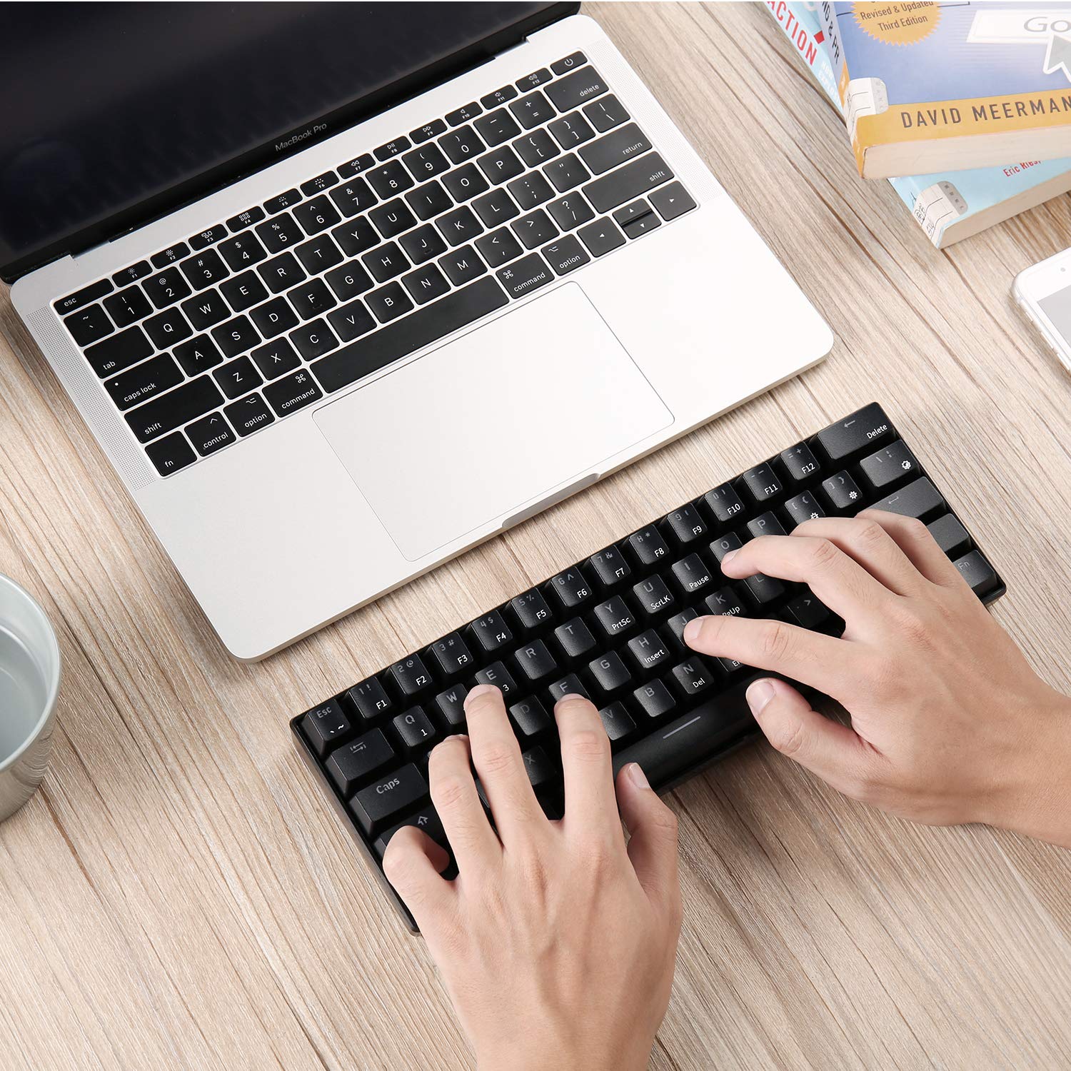 RK ROYAL KLUDGE RK61 Wireless 60% Mechanical Gaming Keyboard, Ultra-Compact Bluetooth Mechanical Keyboard with 10 Hours Battery Life and Tactile Brown Switches, Compatible for Multi-Device Connection