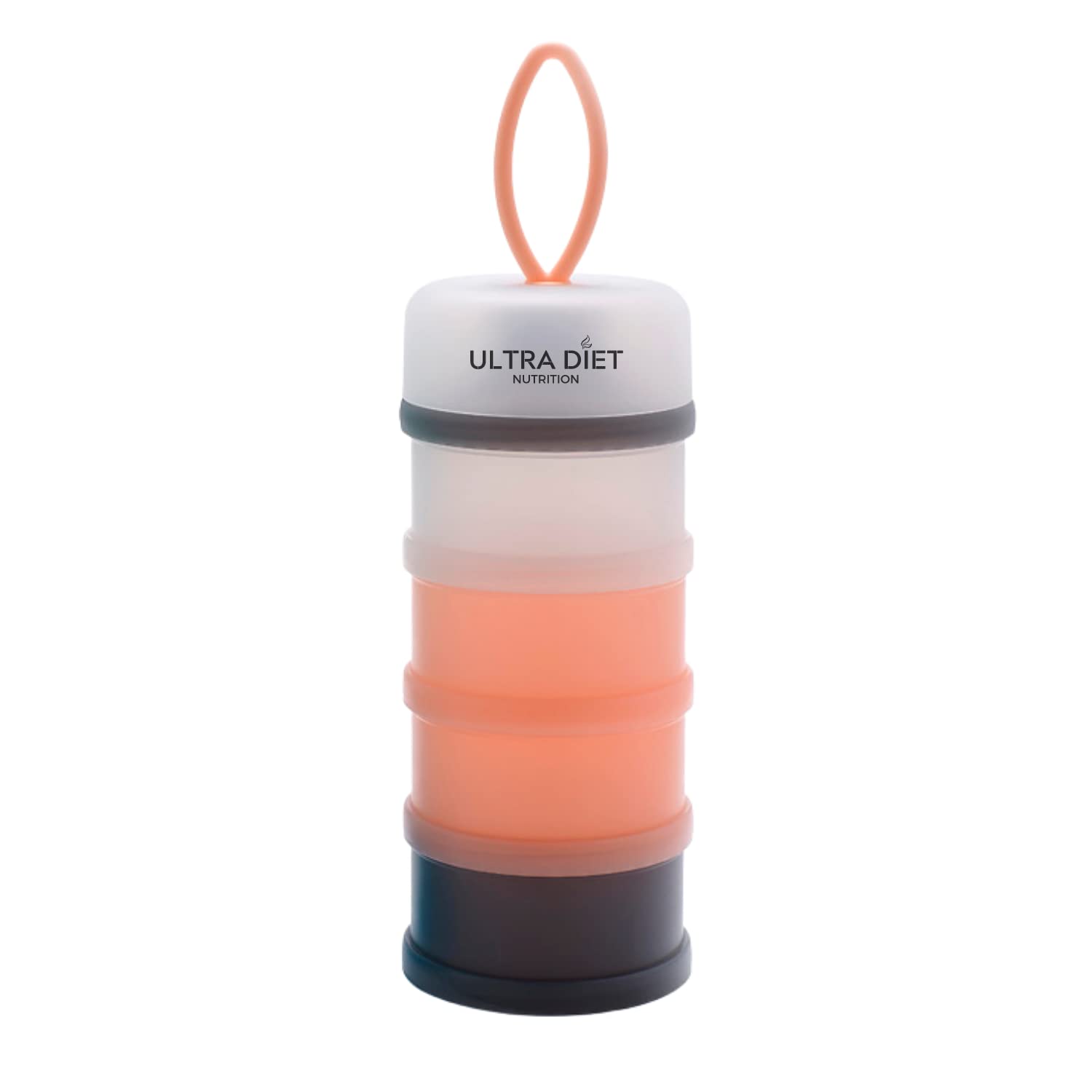 Ultra Diet Portion Control Container Set, Stackable and Detachable, Leak-Proof, Ideal for Weight Control or Storing Food, Snacks or Protein Powders, Bariatric Friendly, 6 Pieces Total (Pink-Gray)