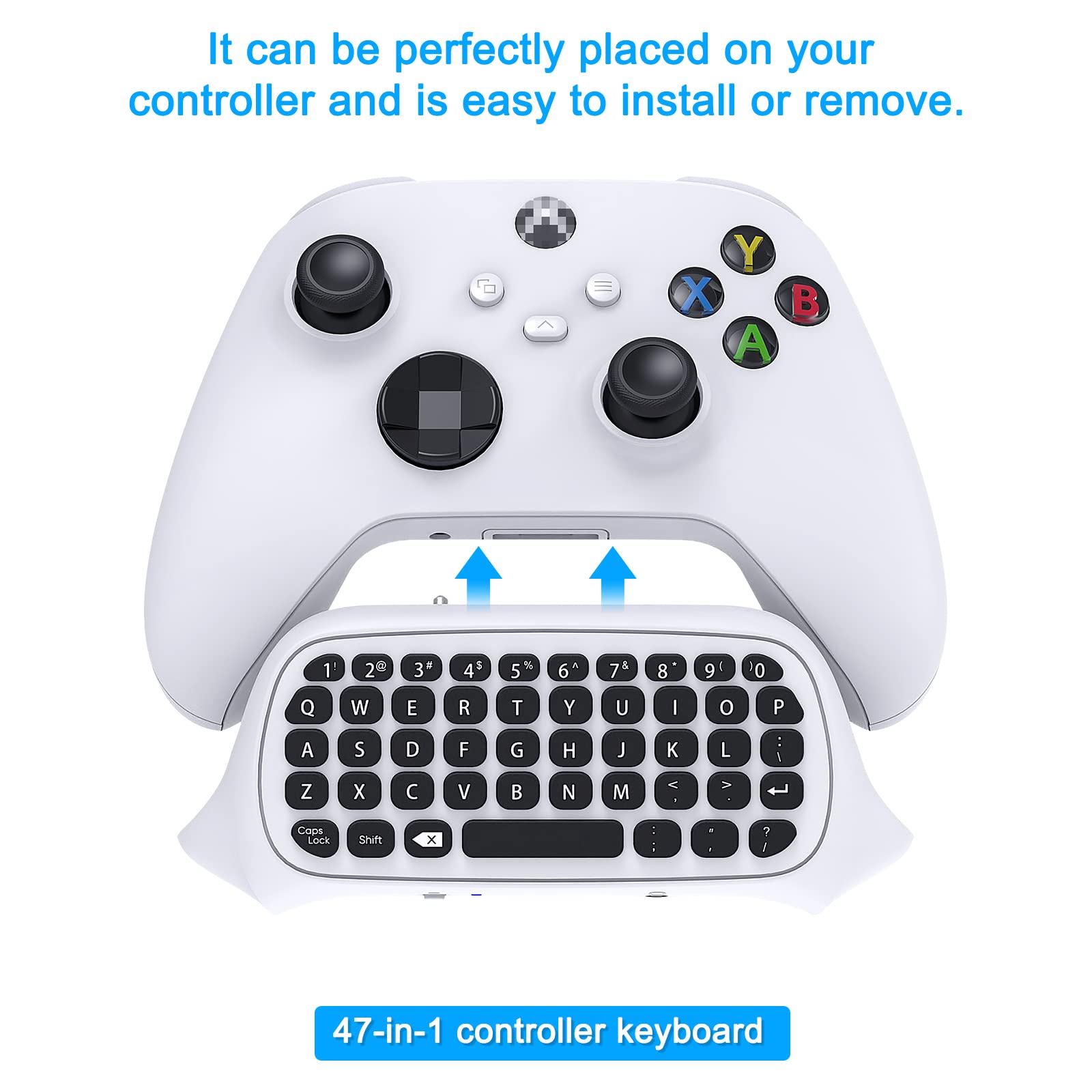 Wireless Keyboard for Xbox One/S, for Xbox Series X/S Controller, Mini Chatpad Message Controller Keyboard Built-in Speaker with 2.4G Receiver & 3.5mm Audio Jack for Xbox Series X/S/One/S (White)