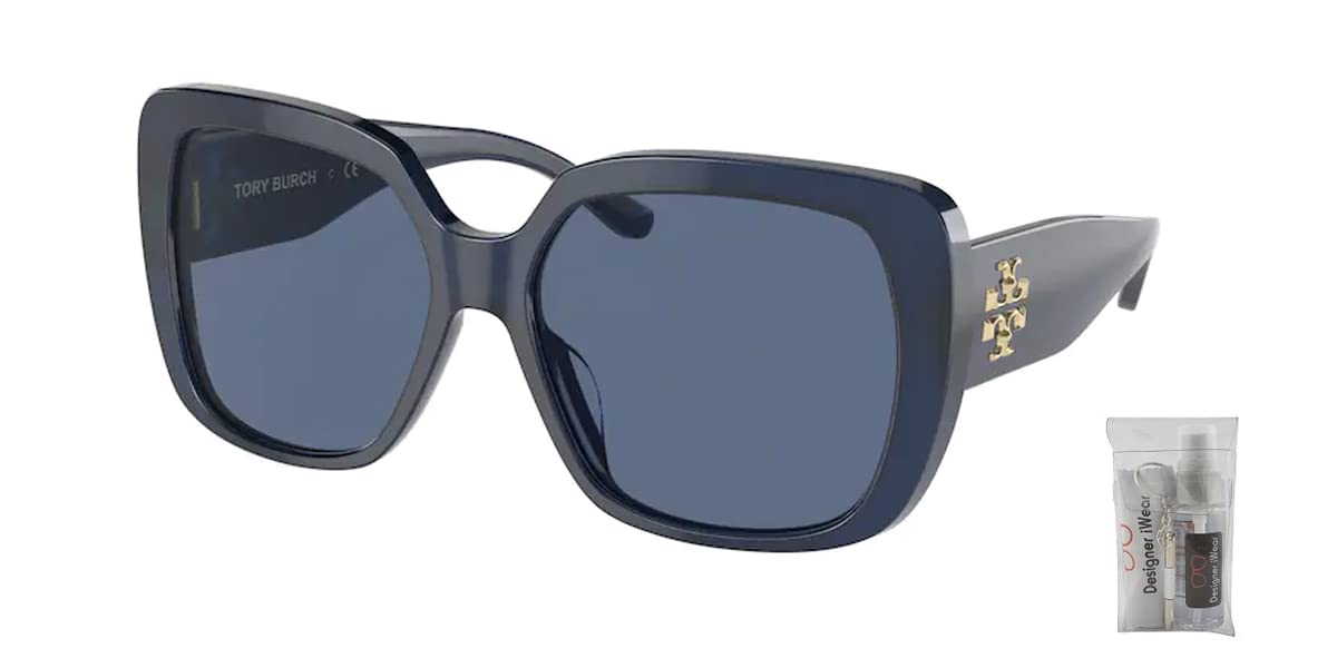 Tory Burch TY7112UM 165680 57MM Milky Navy/Solid Navy Square Sunglasses for Women + BUNDLE With Designer iWear Eyewear Kit