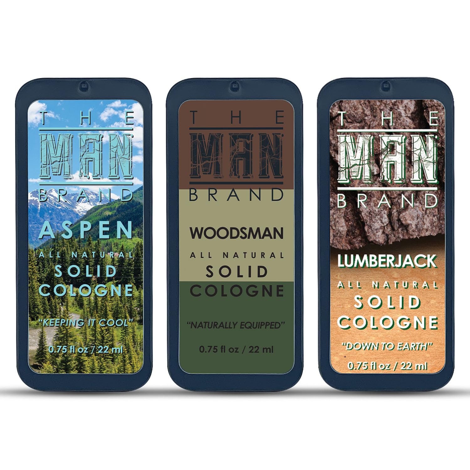 The Man Brand Solid Cologne for Men - Travel Size Natural Men's fragrance Pocket Sized Slide Tin (THE FOREST (3 PACK), 0.75 oz. / 22 ml) 1 Fl Oz (Pack of 1)