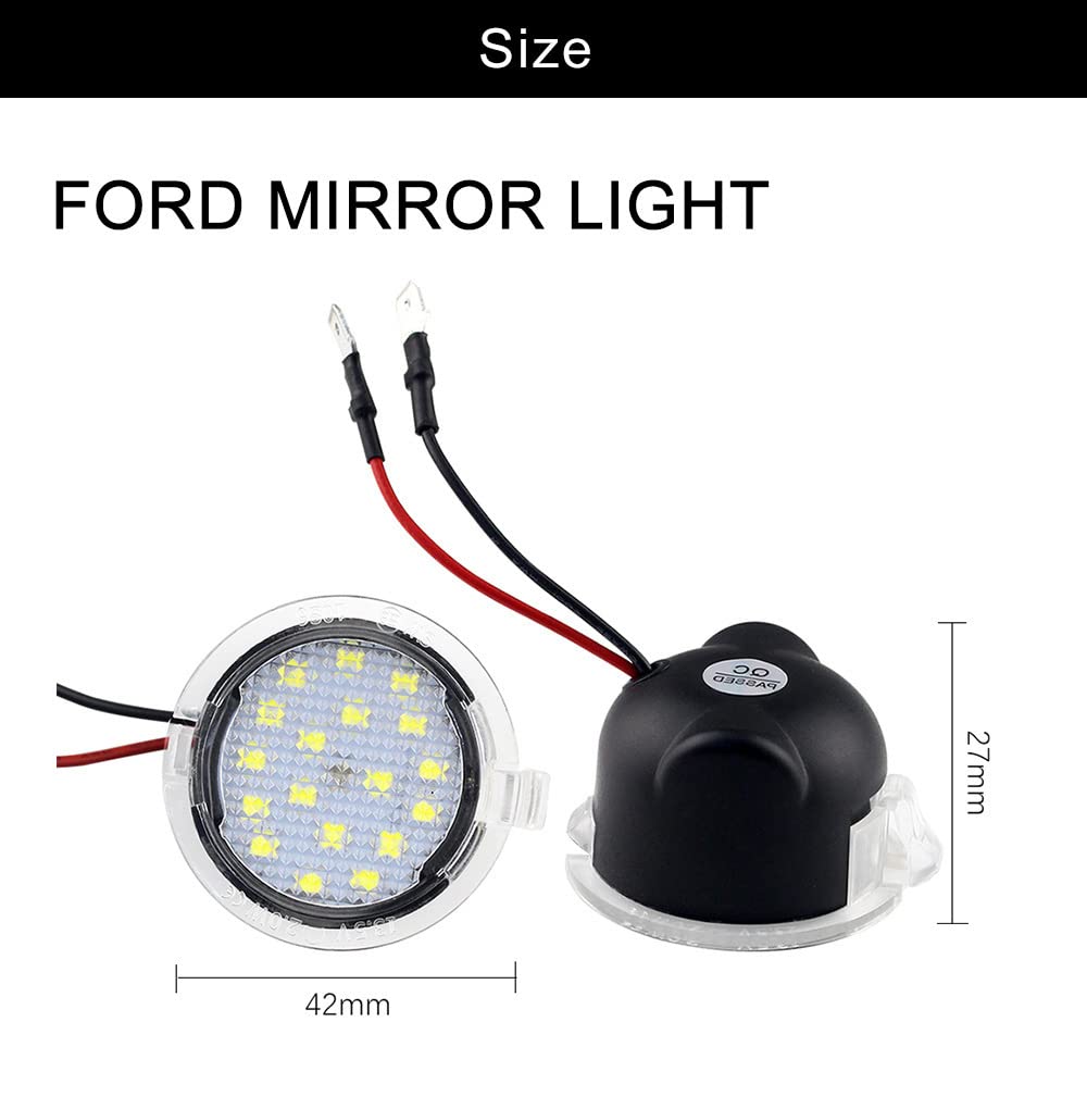 PINIHED 2-Pcs LED Side Mirror Puddle Light Replacement for Ford F150 Expedition Explorer Edge Flex Taurus X Ranger, Under Mirror Puddle Lamp