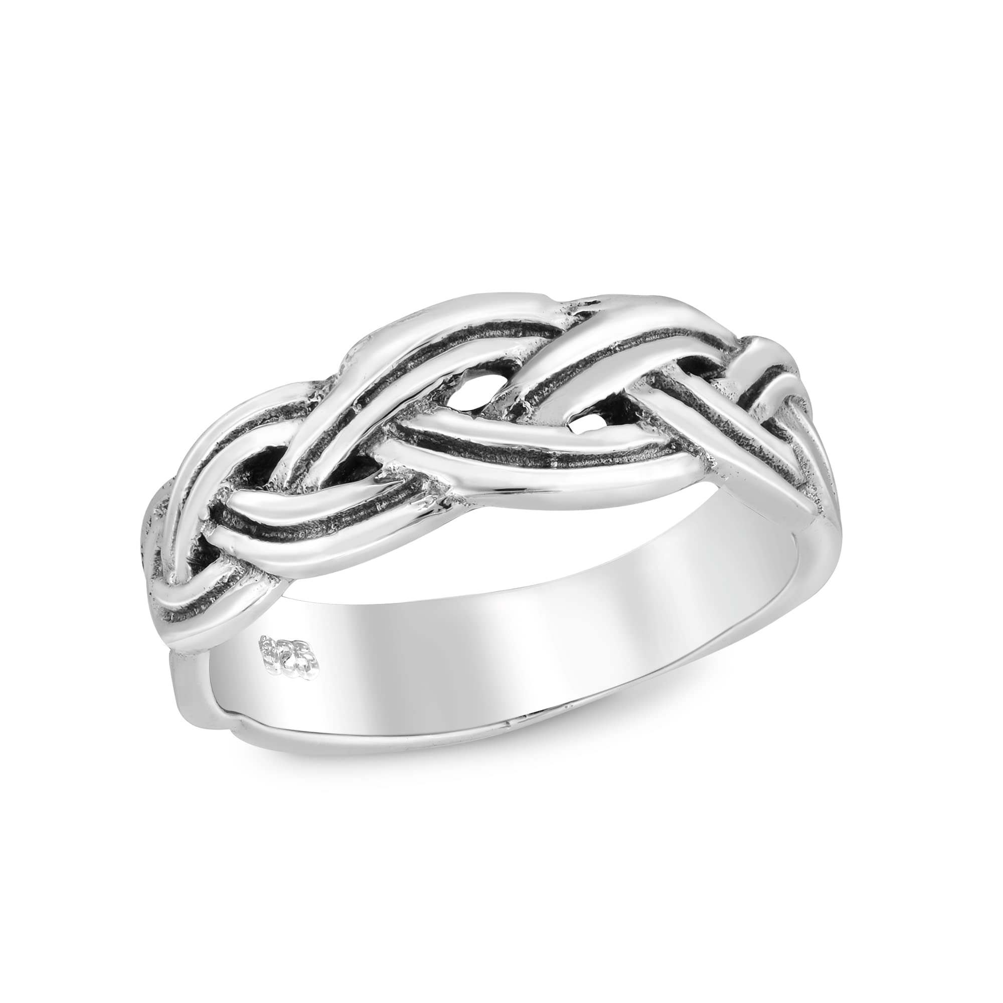 Modern Art Braided Celtic Knot Band .925 Sterling Silver Ring (7)