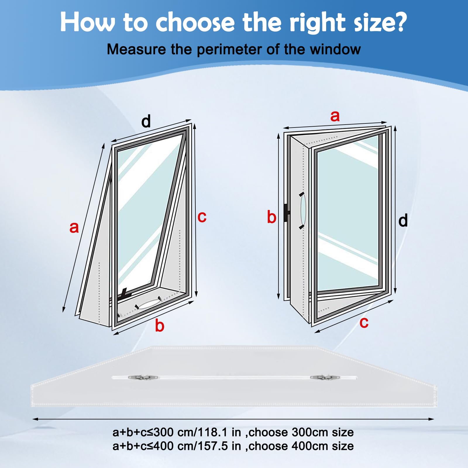 Universal Window Seal for Portable Air Conditioner And Tumble Dryer, Mobile Air Conditioning Window Seal Kit, AC Casement Air Exchange Guards With Zip and Adhesive Fastener, Easy to Install (400 CM)