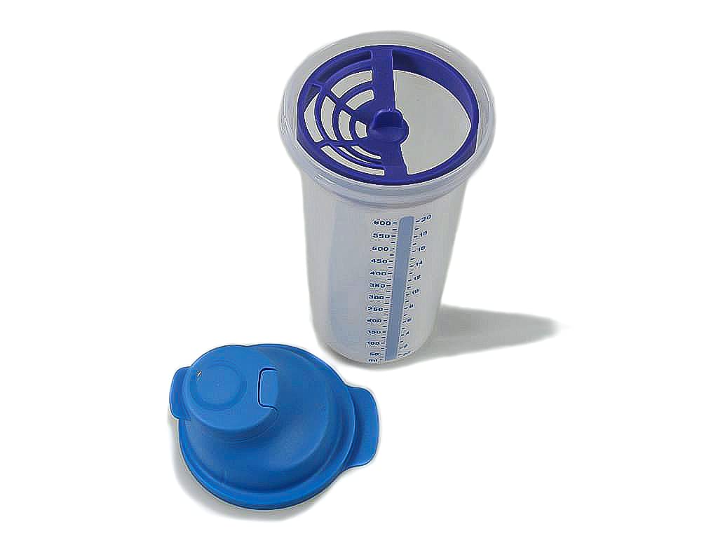 Tupperware Kenparazzi 600 ml XL Quick-Shake Shaker Mix Fix Mess Mixing Cup, Clear Blue