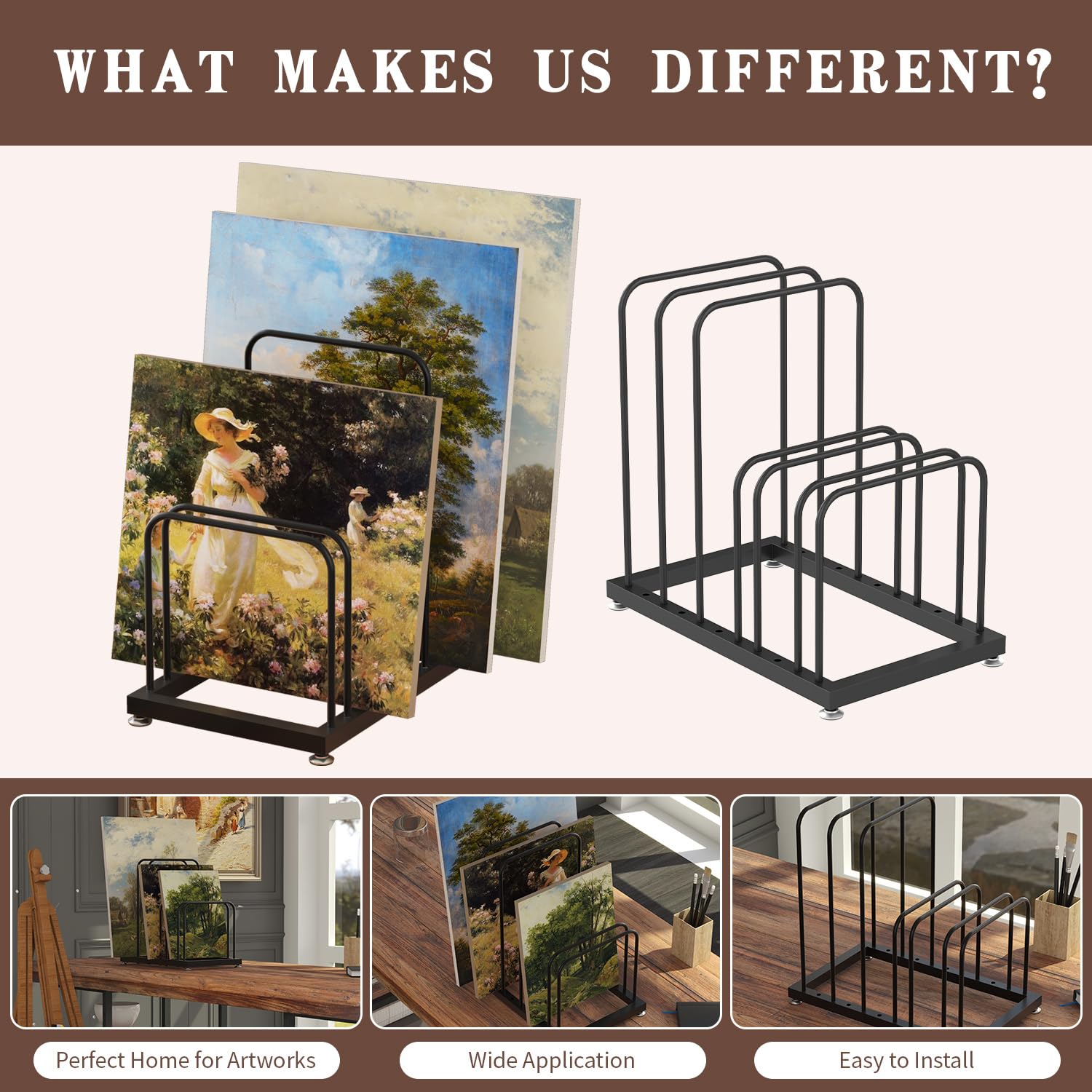 YAGEANNL Art Storage Rack,Tabletop Art Rack,Metal Canvas Storage Rack, Artist Storage & Drying for Canvas Frame Drawing Board,Prints, Panels, Paintings Display