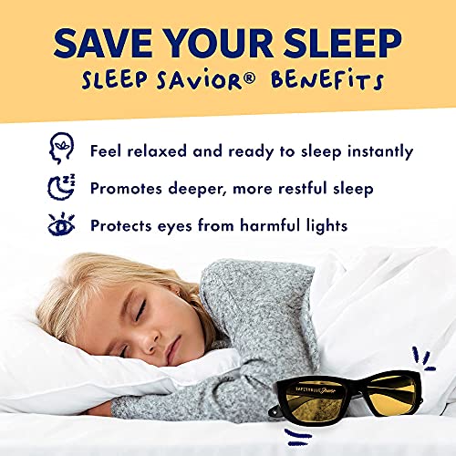 SafetyBlue - Ambient Nights Jr Kids Glasses, Non-Prescription Computer and Gaming Glasses with Green and Blue Light Filter, Ultra-Durable and Bendable, Unisex, Space Black