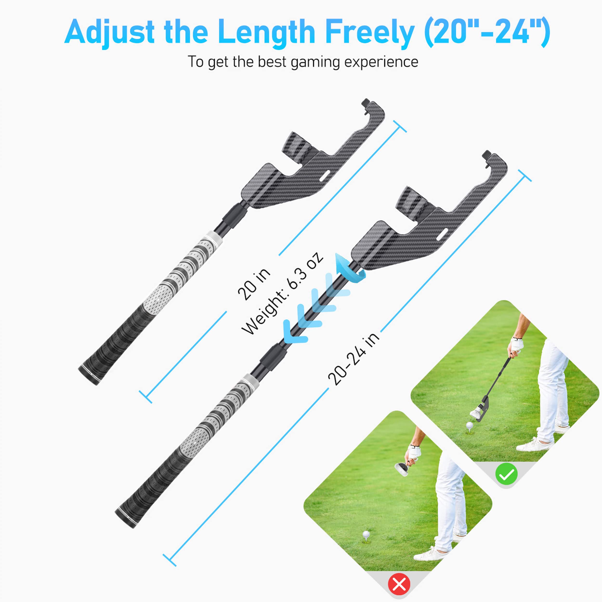 VR Golf Club Handle Accessories Compatible withOculus Quest 2, Gray
