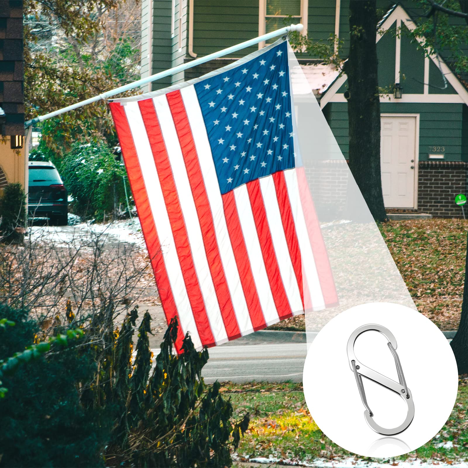 Vin Beauty 6 PCS Flag Pole Clips Snap Hooks, Flagpole Accessory, Flag Clips for Flagpole Rope, Flagpole Attachment to Attach Flag Grommets to Flagpole Rope