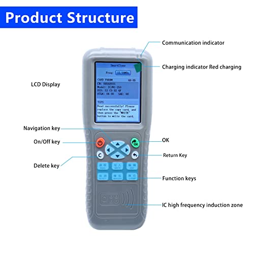 NFC RFID Card Copier Reader Writer Duplicator, WiFi Full Decode Smart Card RFID NFC Copier IC ID Reader Writer Duplicator, 10pcs ID125khz Cards+10pcs ID125khz Keyfobs+10pcs 13.56mhz IC Key