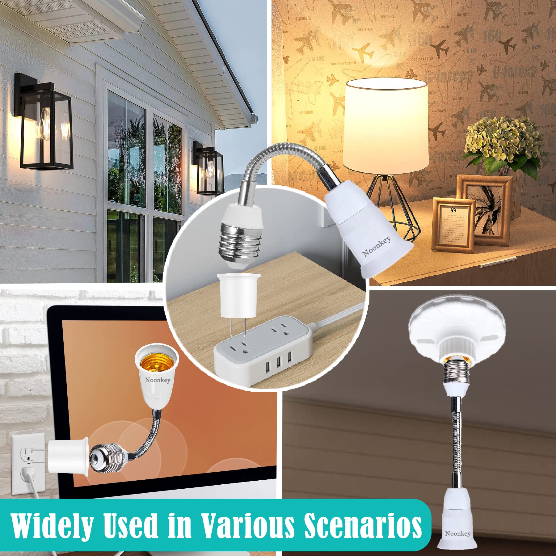 Noonkey 2K Home Security Camera & 7.5 Inch Socket Extender