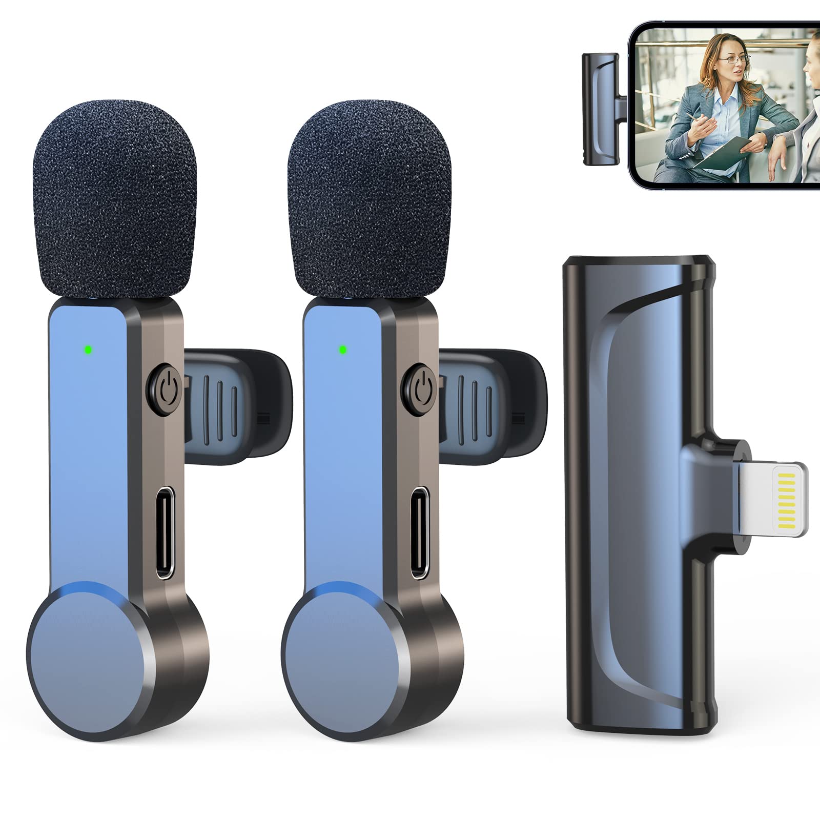 Wireless Lavalier Microphone,Plug and Play Compact and Portable Wireless Lav Mic, Dual Noise Reduction Lapel Clip on Mic for Video Recording & Live Stream(NO Need APP)