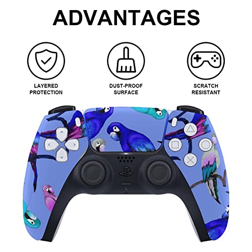 Watercolor Macaw Parrot Full Protective Skin Cover Design Wrap Decal Sticker Compatible with PS5 Digital Edition Console and Controller