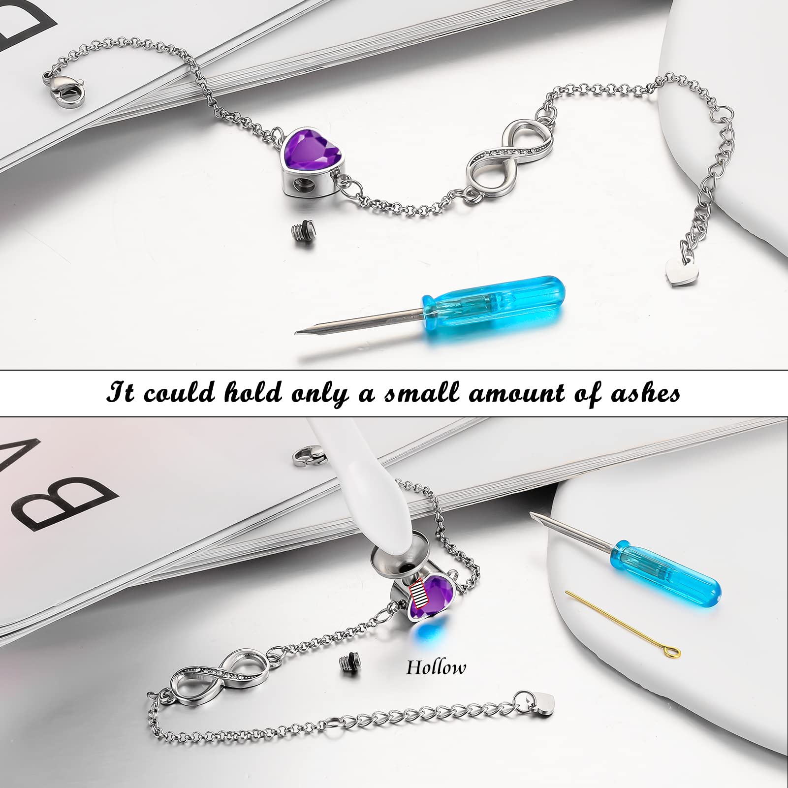 XIUDA Urn Bracelet for Ashes Cremation Bracelet for Women Heart Locket for Ashes Infinity Keepsake Bracelet