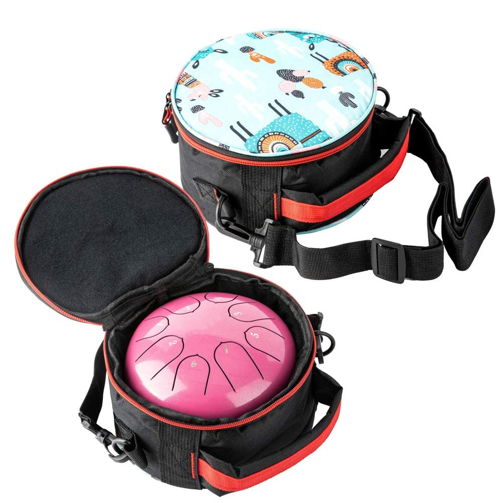 Steel Tongue Drum, Tongue Drum 6 Inch 8 Notes Hand Pan Drum C Key Meditation Drum Percussion Instrument with Bag, 2 Drumsticks, Finger Picks for Adults Kids Beginner - Pink