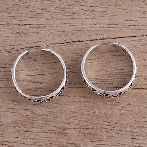 NOVICA Artisan Handcrafted Sterling Silver Toe Rings Pair of from India No Stone Wrap [width (each 2) 5 mm W] ' Fascinating Swirls' Pair