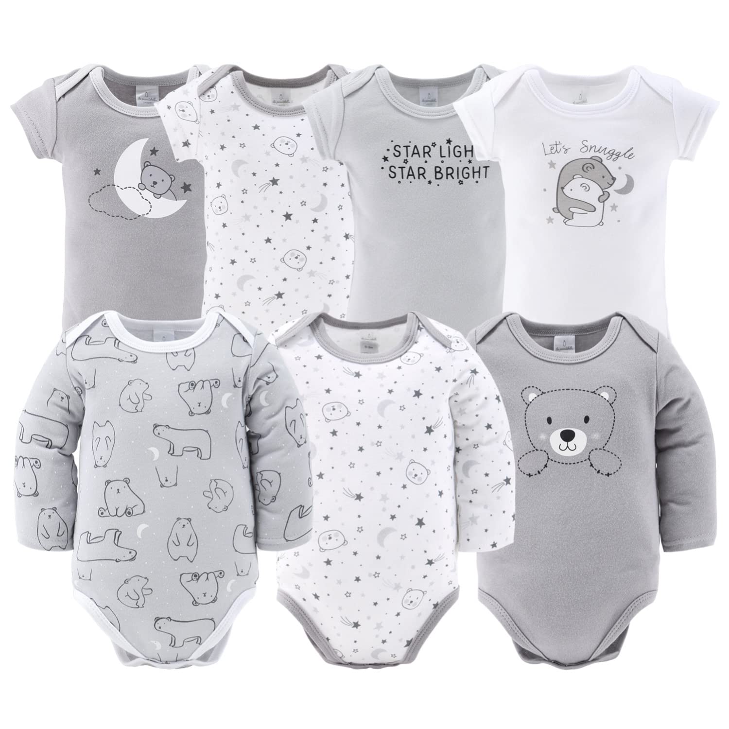 The Peanutshell Newborn Clothes & Accessories Set - 23 Piece Layette Gift Set - Fits Newborn to 3 Months - Grey Celestial & Bear