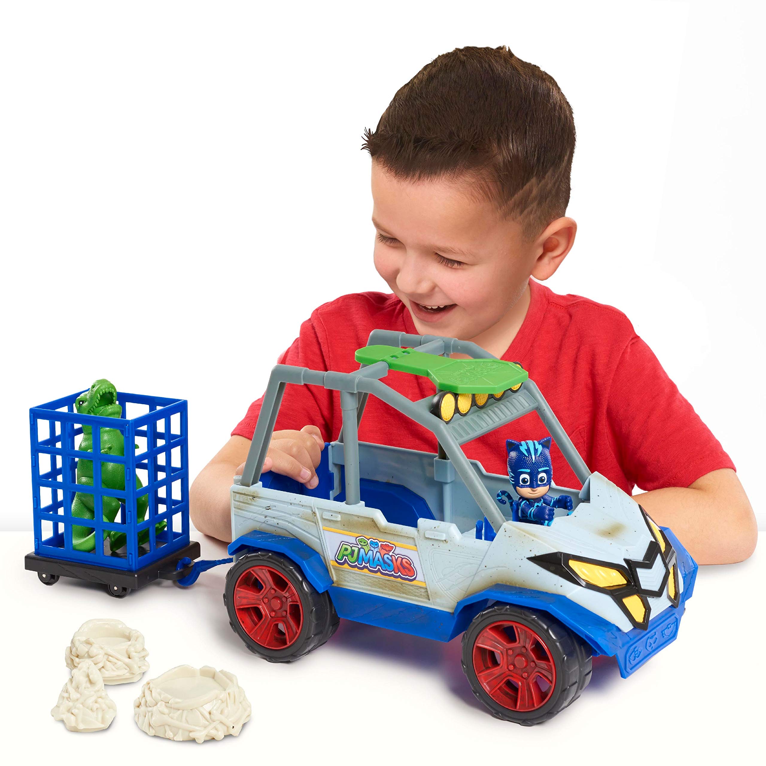 PJ Masks Dino Trouble Off Roader Rescue Vehicle, Includes Dinosaur and Catboy Figures