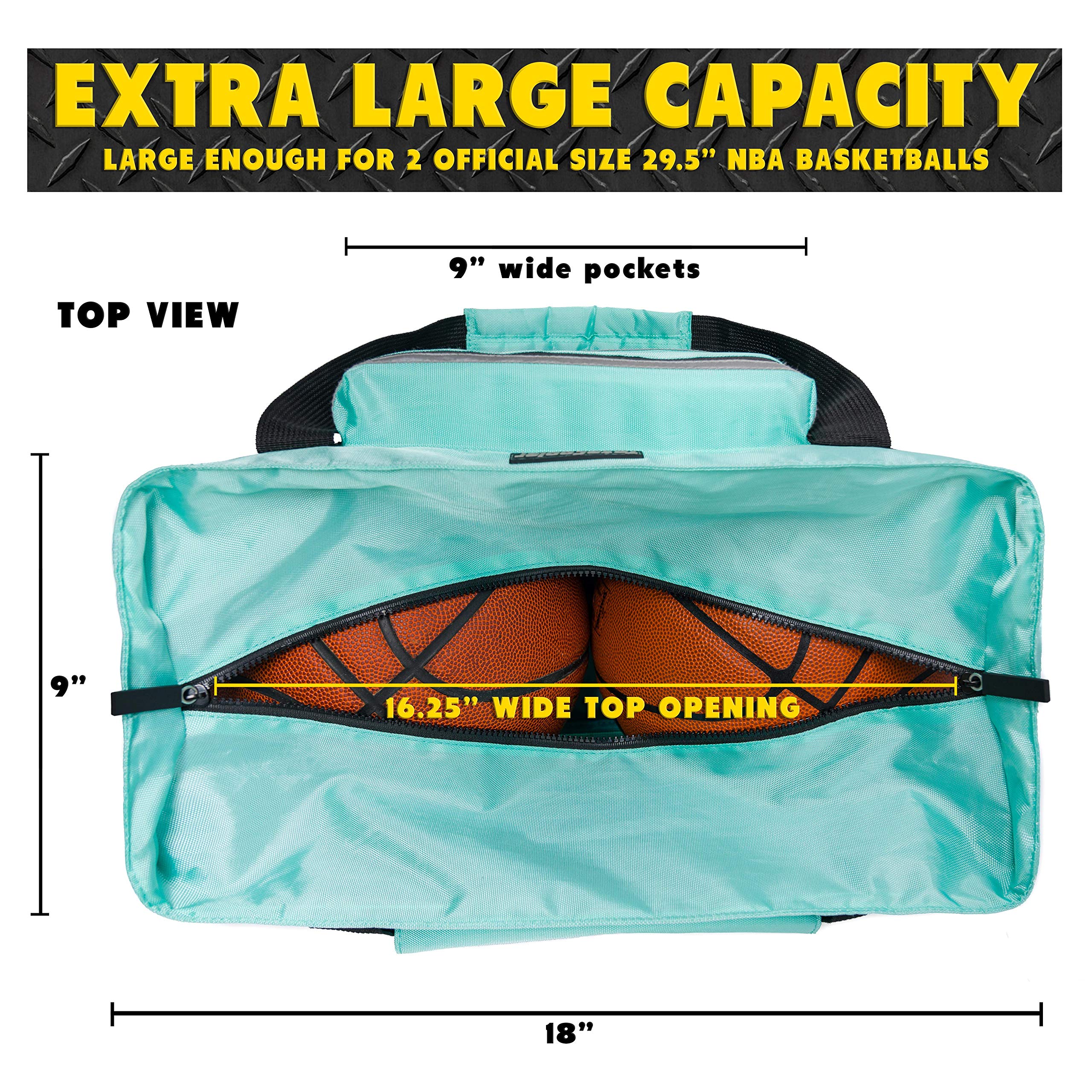 ToteCooler Beach Picnic Mesh Tote Bag with Zipper Top, Dual Internal Sling Bottle Pockets, 3 Exterior Pockets and Insulated Soft Cooler with Anti-Slip Rubber Base Guard (Seafoam)