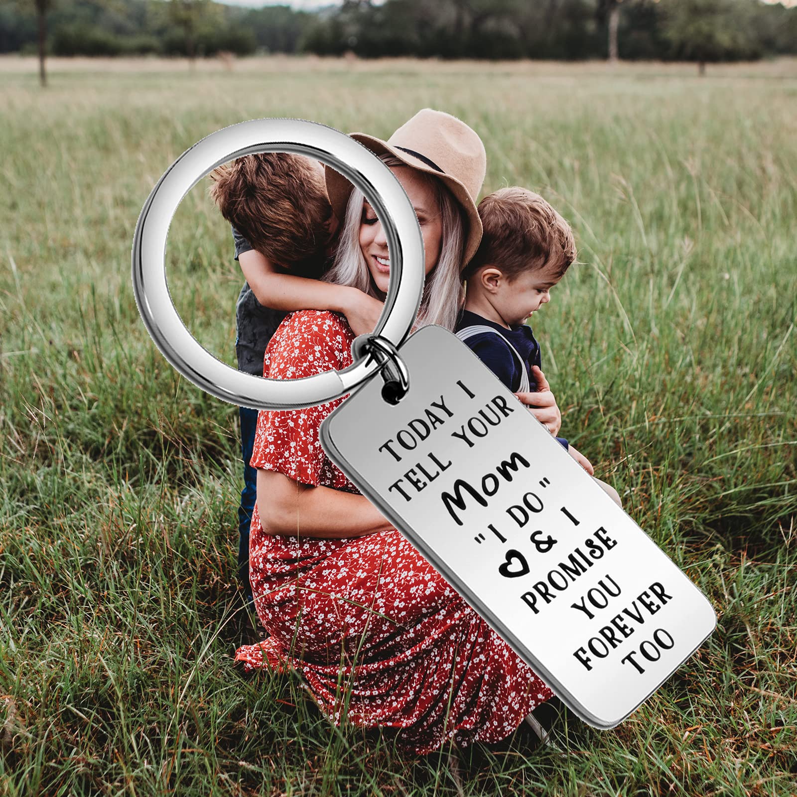 Step Family Gifts Stepchild Stepdaughter Step Son Wedding Gift Today I Tell Your Dad Mom I Do Necklace Keychain(Keychain)