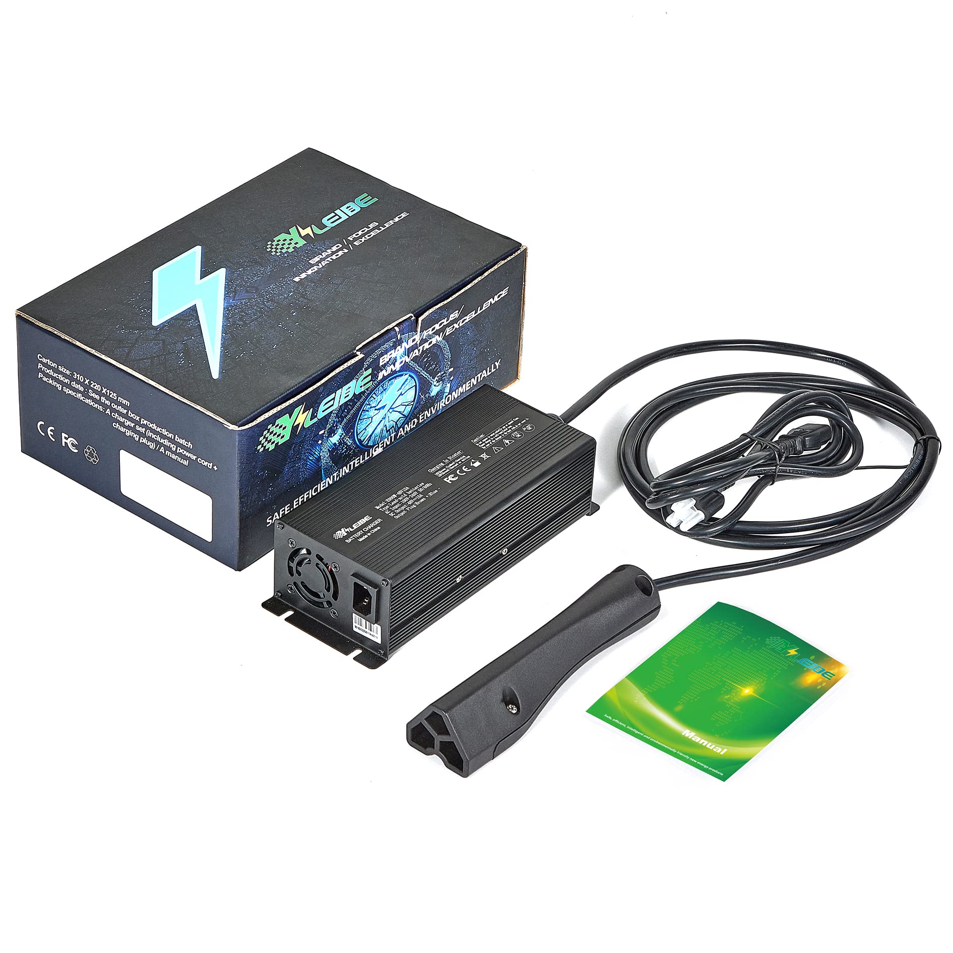 YILEIDE E900W Seris 48V15A Golf cart Battery Charger with 3-pin Triangular Plug for EZGO RXV 48V Golf carts