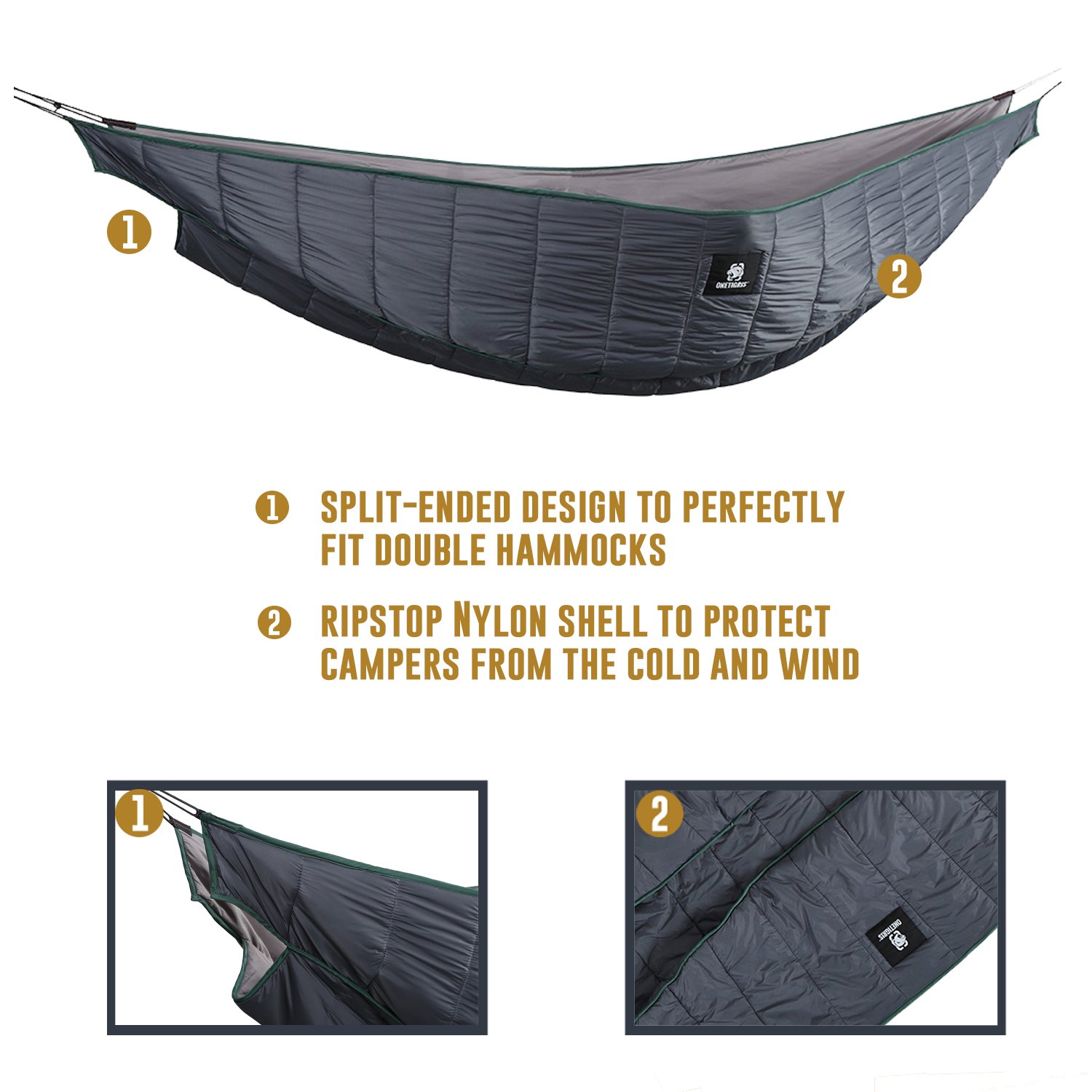 OneTigris SHIELD CRADLE Hammock Underquilt for Double & Single Hammocks, Large Wide Camping Blanket for Adults & Kids Hammock Camping, Hiking, Backpacking, Travel, Backyard, Beach, Indoor, Outdoor