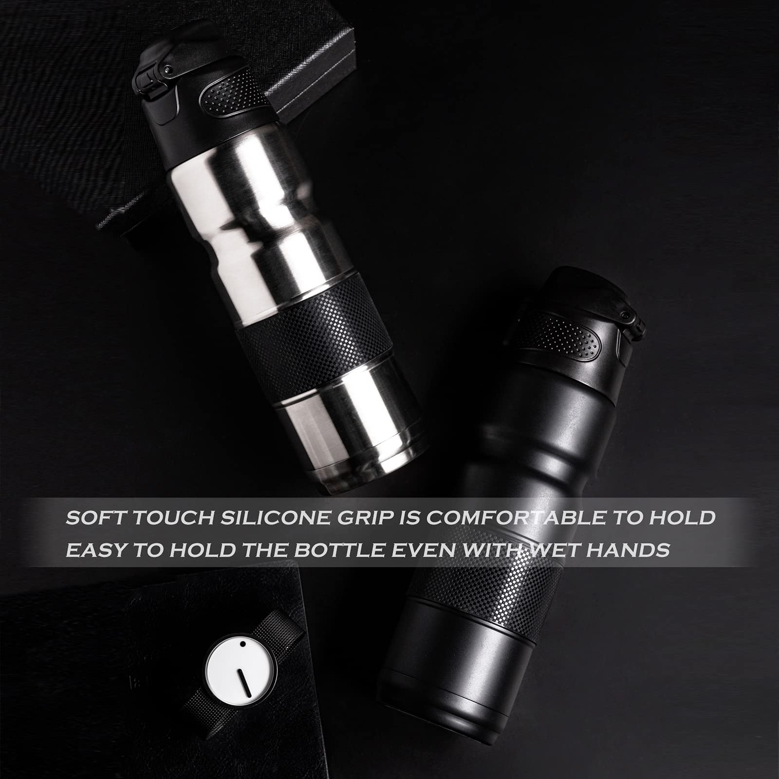 Quatii 17oz Thermos Stainless Steel Insulated Water Bottle with Leak Proof Lids Travel Coffee Mug Keeps Hot and Cold