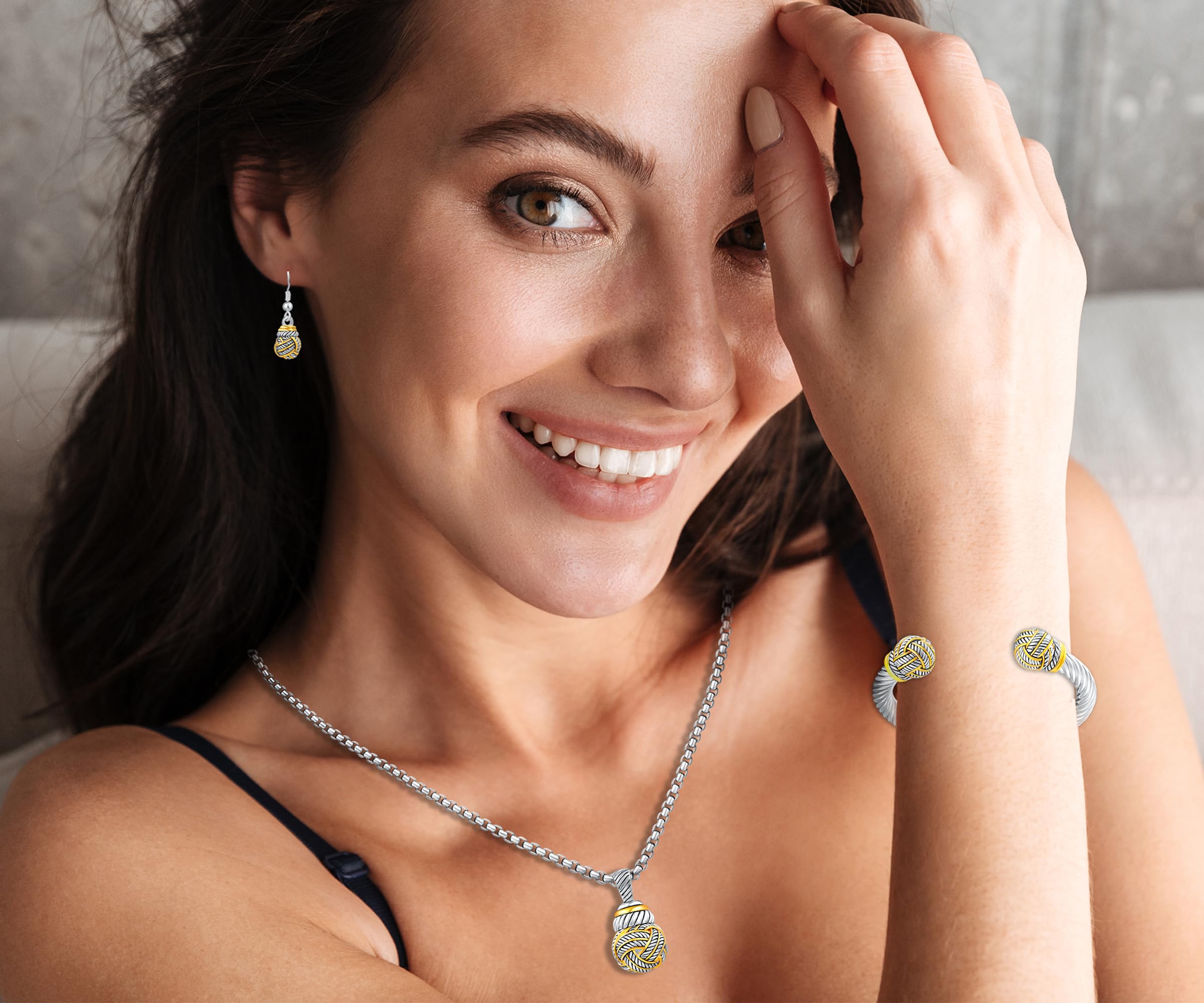 UNY Jewel Jewelry Make a Statement With Our Two Tone Twisted Cable Wire Dangle Ball Fish Hook Earrings Featuring Detailing Perfect For Any Occasion