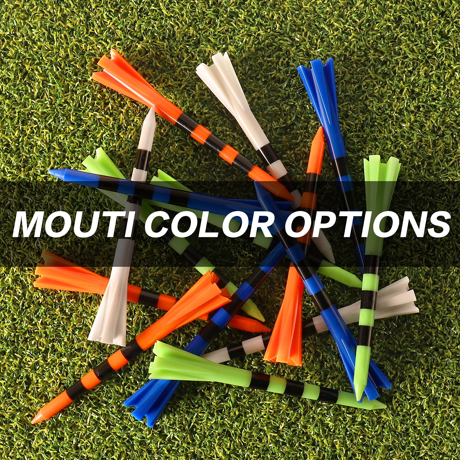 ToVii 3-1/4" Plastic Golf Tees 80 Pack | Reduces Friction & Side Spin 5 Prongs Golf Tees plastic (Orange/Blue)