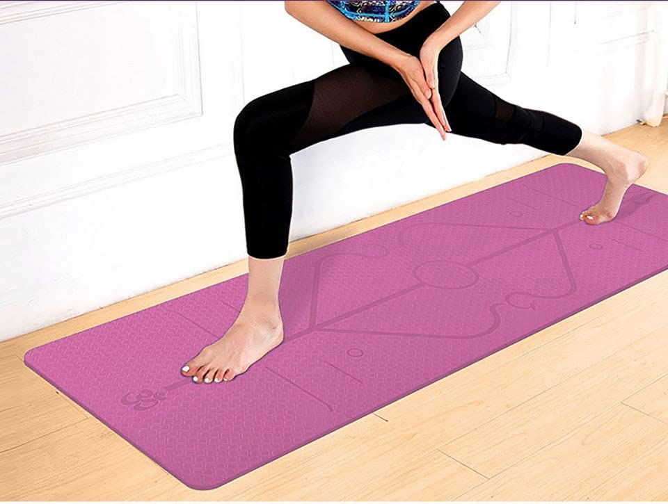 Thick yoga mat for gym home floor , thigh foam roller meditation cushion exercise mats cheap 72"X24" Large floor yoga mat (Pink)