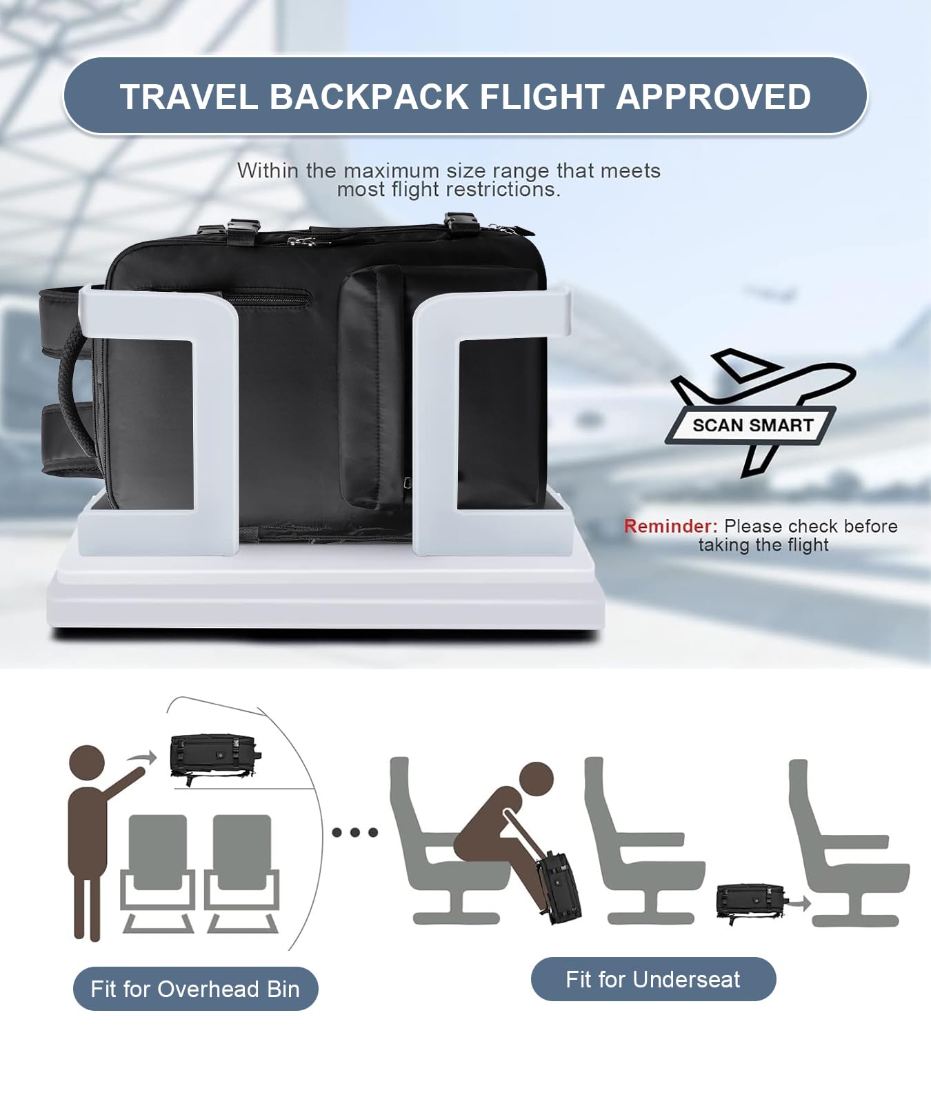 MOYYI Large Travel Backpack for Women 40L Carry on Fit 17inch Laptop Airplanes Approved Personal Item Size Suitcase for Daypack Hiking
