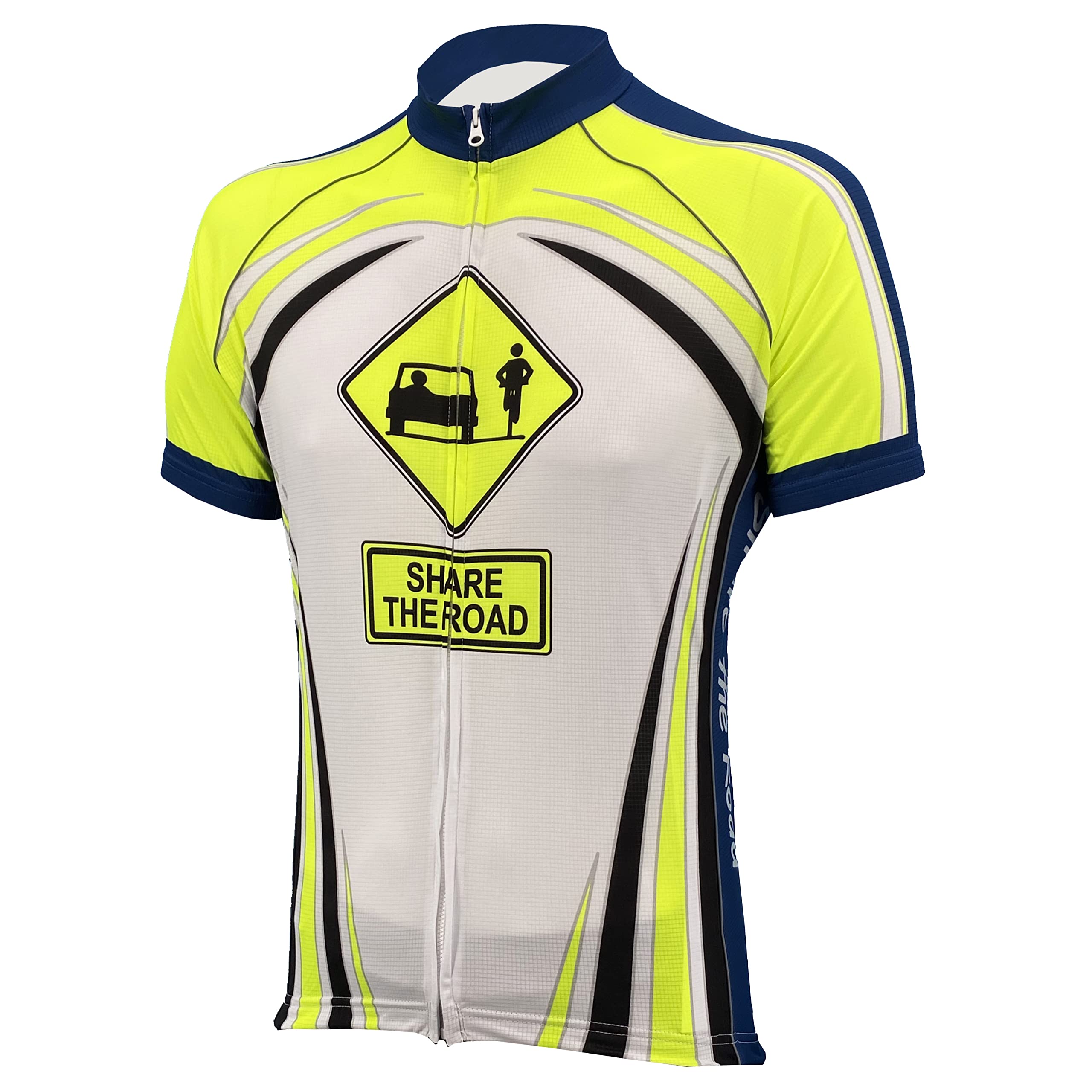 Road Safety Cycling Jersey for Men, Bright Short Sleeve Bike Shirt (Large)