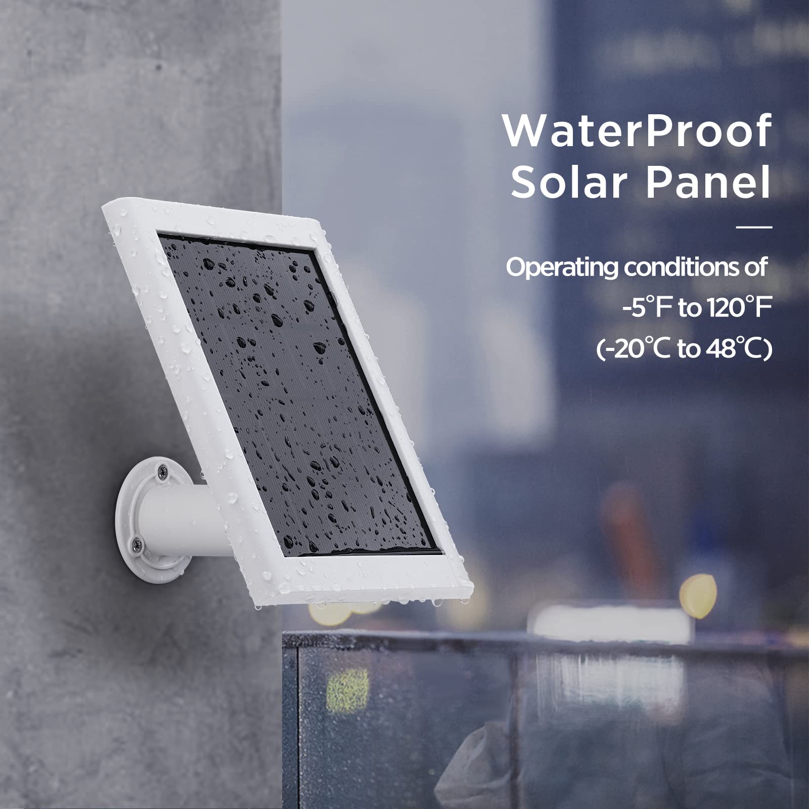 OLAIKE Solar Panel for Spotlight Cam Battery & Stick Up Cam Battery,Waterproof Charge Continuously,5 V/3.5W(Max) Output, with Secure Metal Wall Mount & 3.8M/12ft Power Cable(No Include Camera),White