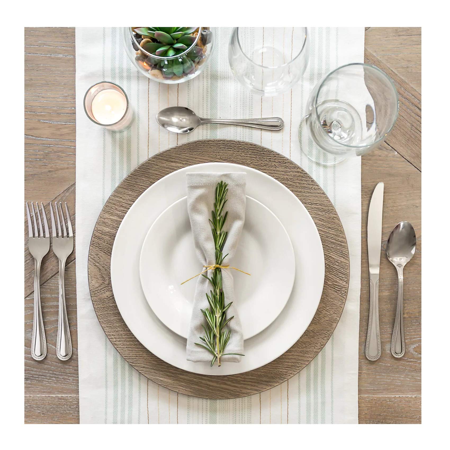 Rustic Distressed Farmhouse Faux Wood 13 in. Charger Plates in Gray Finish - Pack of 4