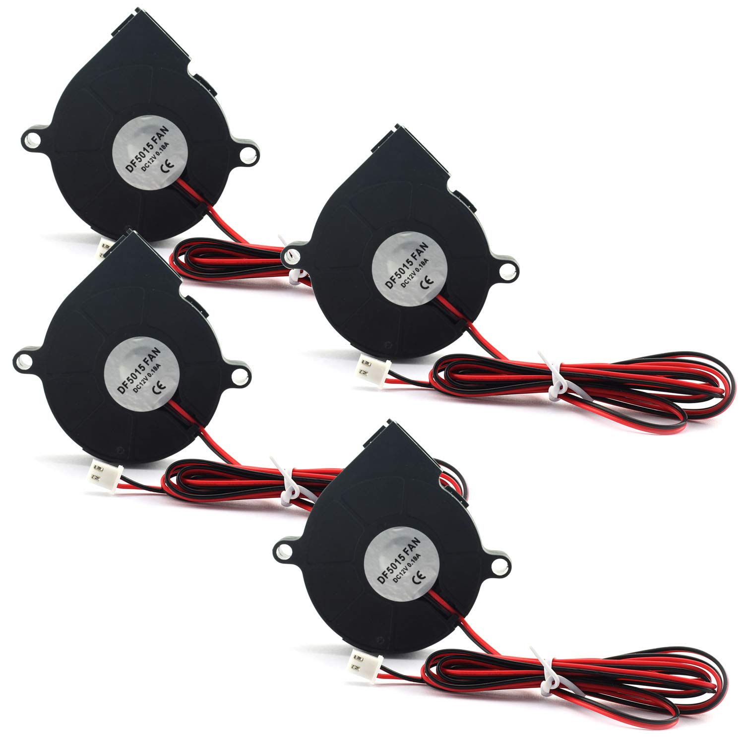 Magic&shell 4-Pack DC 12V 3D Printer Cooling Fan 5015 2Pin Brushless Turbo Blower Cooling Fan 50x50x15mm