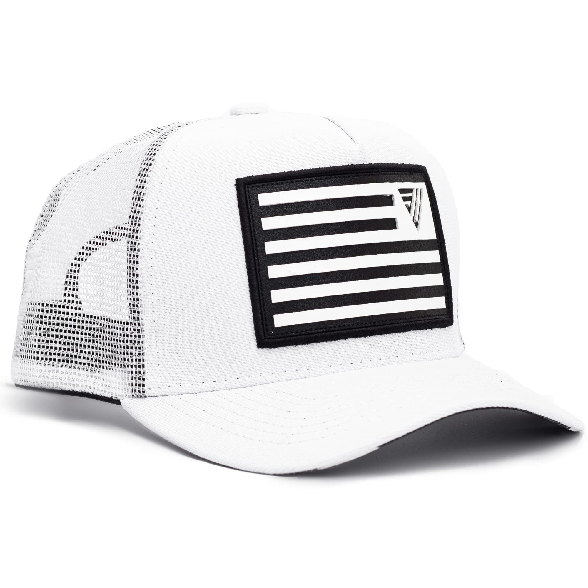 Urban Effort Snapback Trucker Hat | Breathable Mesh Baseball Cap for Men & Women Adjustable Fit American Flag Hat for Casual (White)