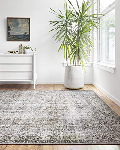 Loloi LAYLA Collection, LAY-06, Taupe/Stone, 9'-0" x 12'-0", 13" Thick, Area Rug, Soft, Durable, Vintage Inspired, Distressed, Low Pile, Non-Shedding, Easy Clean, Printed, Living Room Rug
