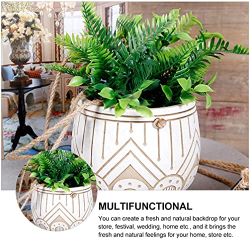Yardwe 1pc Geometric Line Flowerpot Succulent Hanging Planter Ceramic Planter Suspension Plant Container Flower Pot Vase Planter Pots for Indoor Plants Flower Bed Bonsai Cement White