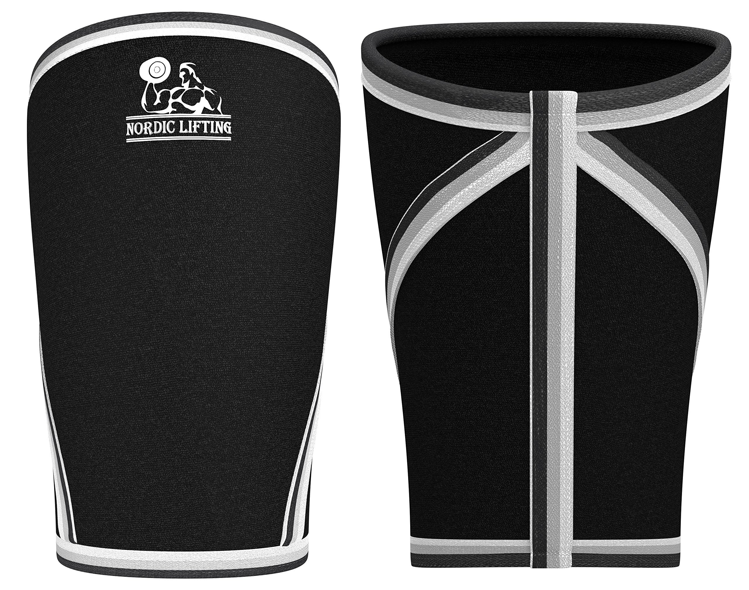 Nordic Lifting Knee Sleeves (1 Pair) 7mm, Black, X-Large and Wrist Wraps + Lifting Straps (2 Pairs) Red