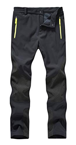 Rdruko Women's Outdoor Hiking Pants Waterproof Snow Ski Snowboard Softshell Fleece Insulated Winter Pants(Black, US S)