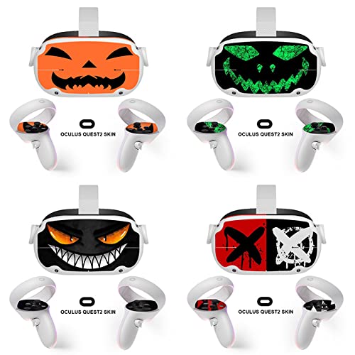 Skin Sticker PVC Decals Cute Cartoon Wrap Cover for Quest 2 VR Controller Headset Accessories (Black)