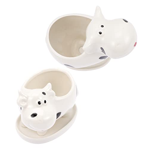 Yardwe 2 Sets Vase Desktop Office for Holder Table Home Cactus Flower Drainage Shape Ceramic Pot of Collectible Year Outdoor Decor Tiny Bonsai Cute Shaped Planter Gardening Container