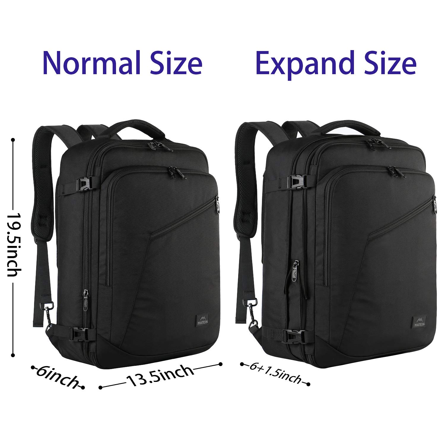 MATEIN Carry on Backpack, Extra Large Travel Backpack Expandable Airplane Approved Weekender Bag for Men and Women, 52L TSA Travel Laptop Backpack with Shoes Compartment Fits 17 inch Computer