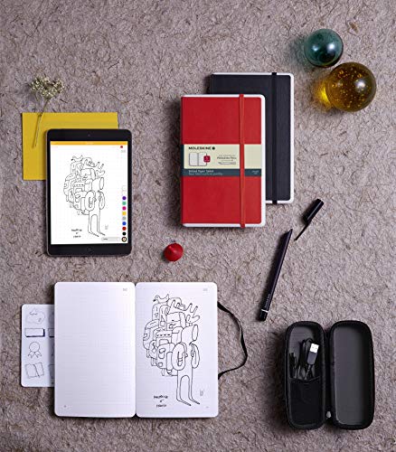 Moleskine Paper Tablet Hard Cover Smart Notebook, Ruled, Extra Large (7.5" x 9.5") Scarlet Red - Compatible w/Moleskine Pen+ Ellipse (Sold Separately) & App, Digitize & Organize Notes, 176 Pages