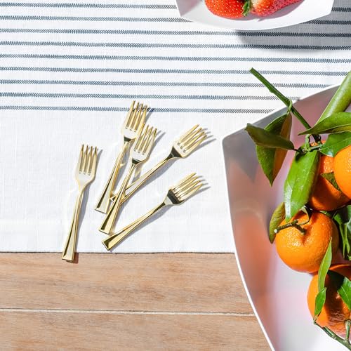 Mini Gold Fork, Gold Plastic Tasting Fork, (4 inch 36 Count) Gold Mini Plastic Forks for Ice Cream Sampling, Appetizers Tasting, Puddings, Gelato, Cockatils - Posh Setting