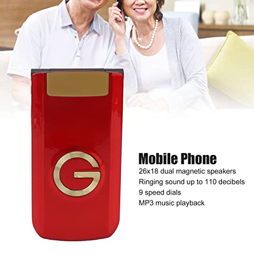 Tangxi Flip Phone for Seniors,Unlocked Senior Flip Cell Phone with Big Buttons GSM Flip Phone for Elderly,Fast Dial,Camera,Radio,Calculator,Calendar (Red)