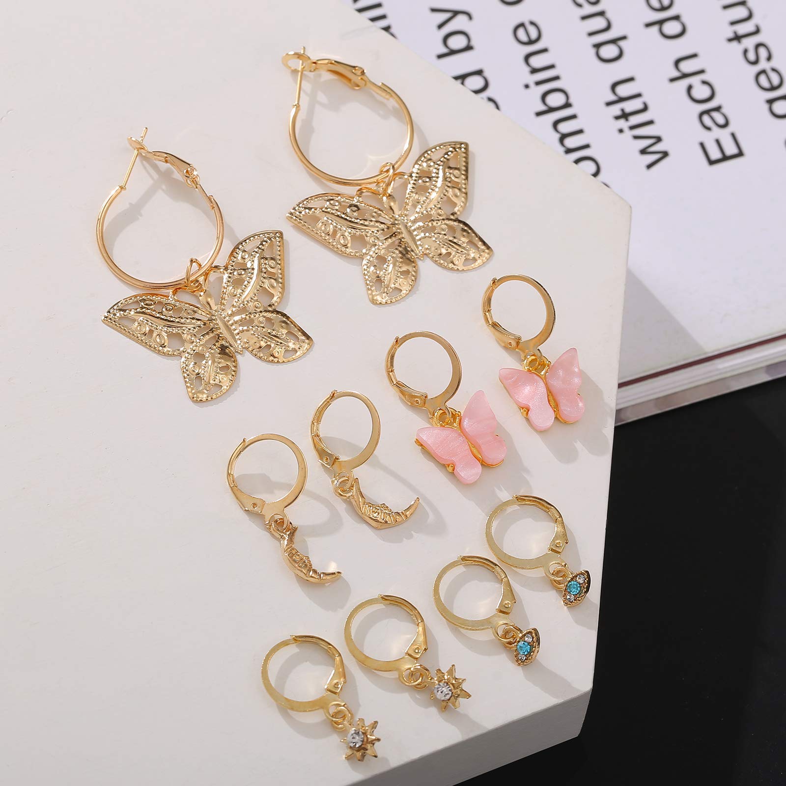Small Hoop Earrings for Women, Funtopia 20 Pairs Mini Huggie Earrings Set with Charm, Cute Dangle Earrings