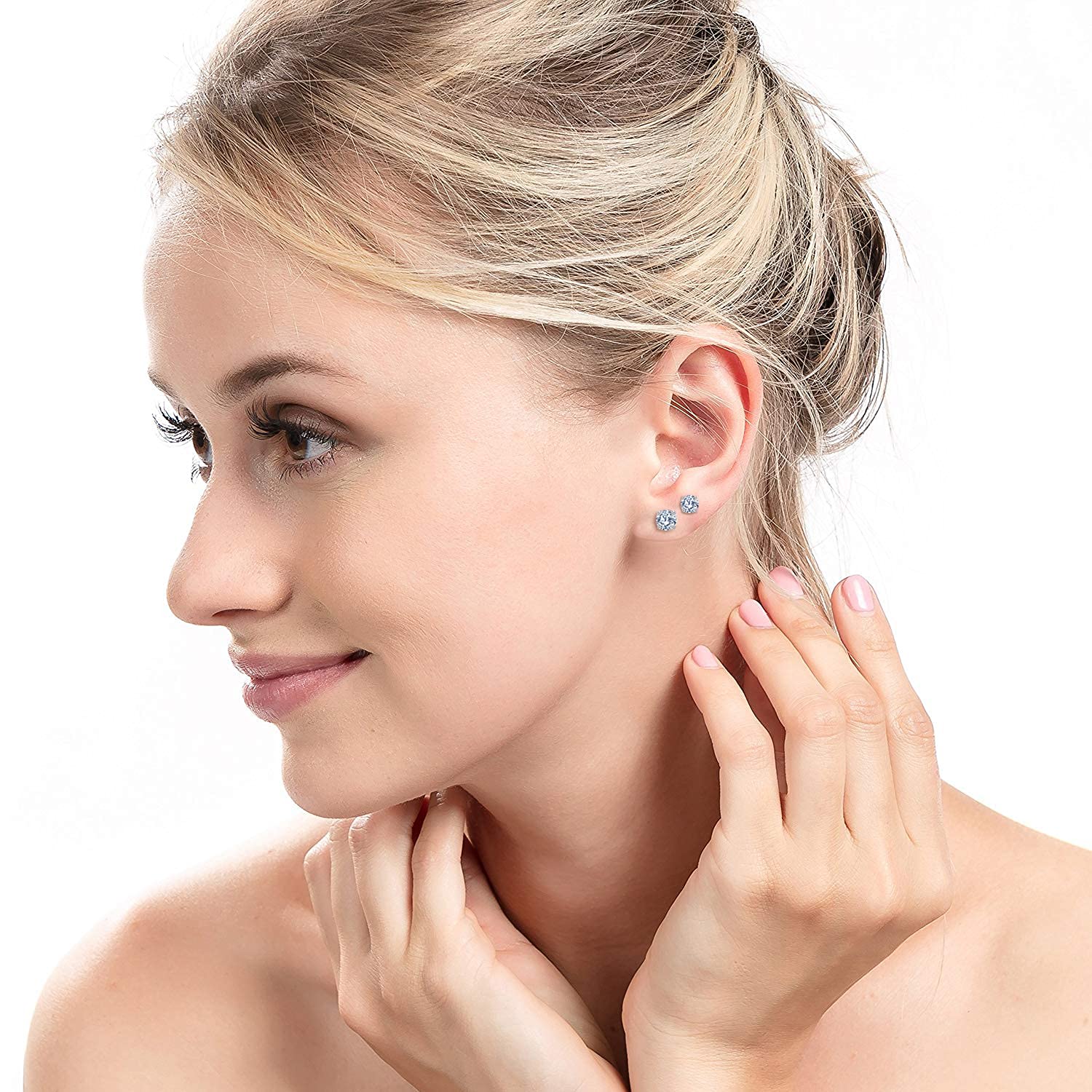 Pack of Screw Back Earrings 18K Gold Plated Cubic Zirconia CZ Simulated Diamond Studs for Women Men Hypoallergenic for Sensitive Ears Helix Piercing Post