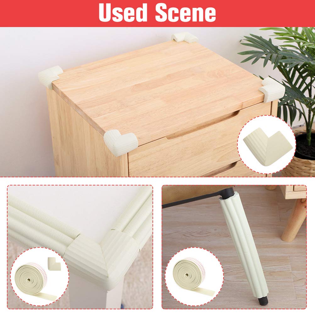 OUTCREATOR 25ft Furniture Edge and Corner Guards Baby Proofing Guard Extra Wide Edge Cushion Table Protectors,Non-Toxic,with Double Sided Adhesive Tape and 8pcs Two Hole Socket Safety Cover