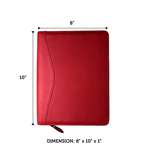 Planner Pad Spiral Bound Personal Size Cover, Fits 6 3/4 x 8 1/2 size paper pages, Red Flex Leather
